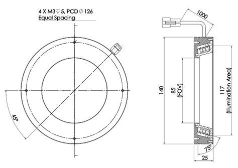 Falcon FLDR-i132-LA3-IP55-IR24 - Gewinkelte runde Dunkelfeldbeleuchtung