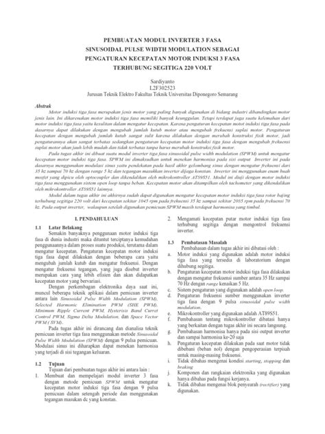 pembuatan modul inverter 3 fasa sinusoidal pulse width modulation