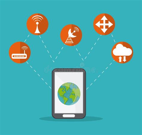 Sistema Del Icono De Las Comunicaciones Globales Ilustración Del Vector