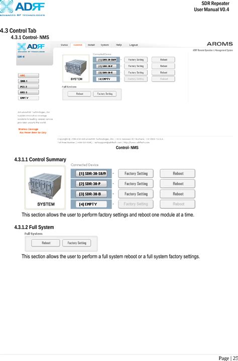 advanced rf technologies sdr c software define modular repeater user