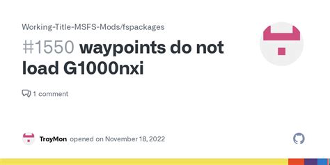 Waypoints Do Not Load G1000nxi · Issue 1550 · Working Title Msfs Mods