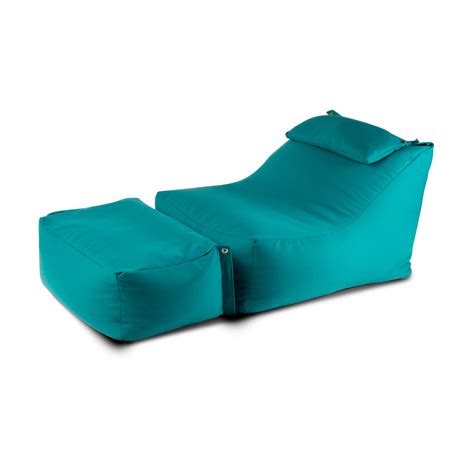 Ponce Outdoor Bean Bag Lounger W Leon Ottoman Aqua Jaxx Outdoor