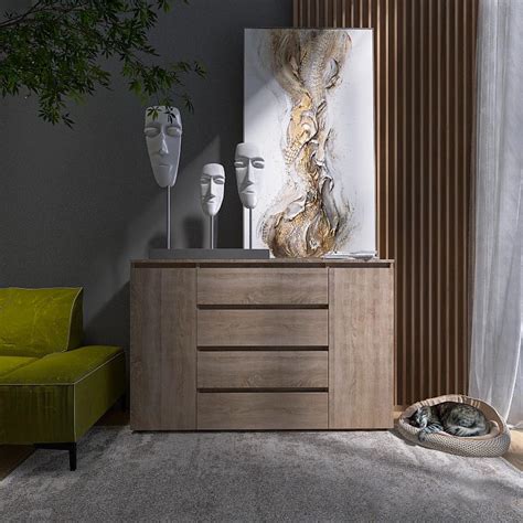 ᐉ Комод в спальню Еверест КЛ 4 Лайт телескопічний 140х38х93 см Дуб сонома Mse 4645 • Краща