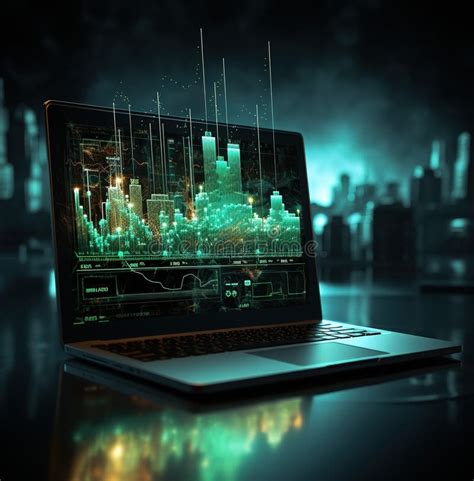 Application Of Laptop With Business Graph Analytical Data Trend