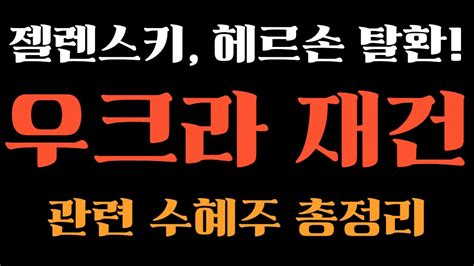 우크라이나 재건테마 헤르손 탈환 관련 수혜주 총정리 유신주가 현대에버다임주가 도화엔지니어링주가 Youtube