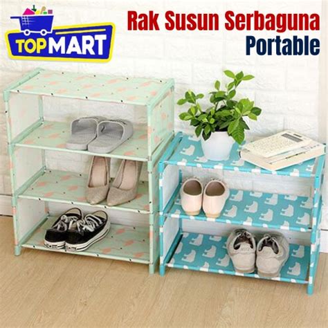 Jual Rak Sepatu 4 Tingkat Portable Multifungsi Murah Rak Sepatu