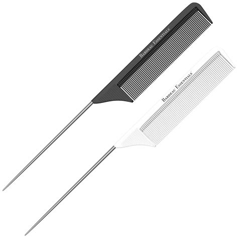 88 Inch White And Black Metal Tail Comb 2 Pack Carbon Fiber And