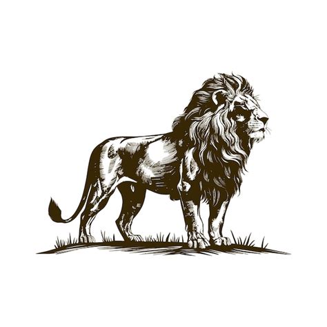 Vintage Engraving Woodcut Vector Illustration Art Design Of Lion