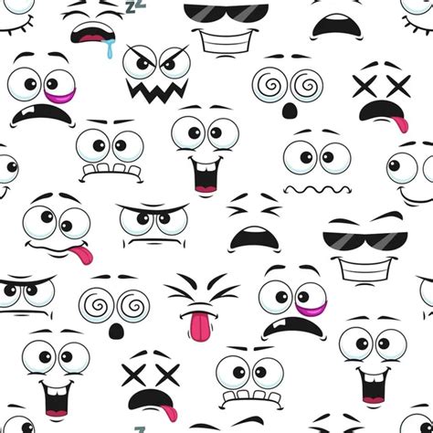 Cartoon Grumble Angry Faces Seamless Pattern Vector Background Negative