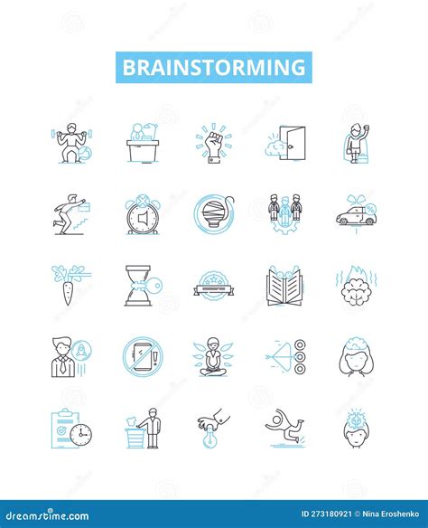 Brainstorming Vector Line Icons Set Ideating Brainstorming Contemplating Thinking Ponder