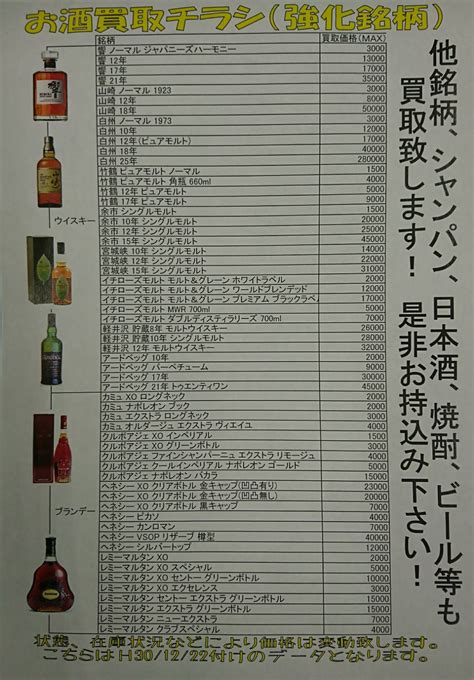 【お酒】★買取価格更新しました！★ 万代書店 高崎店
