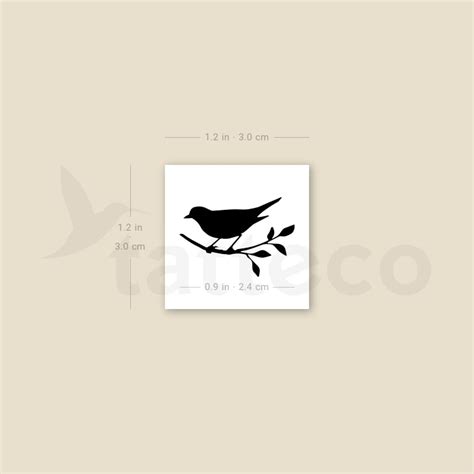 Bird On A Branch Temporary Tattoo Set Of 3 Tatteco