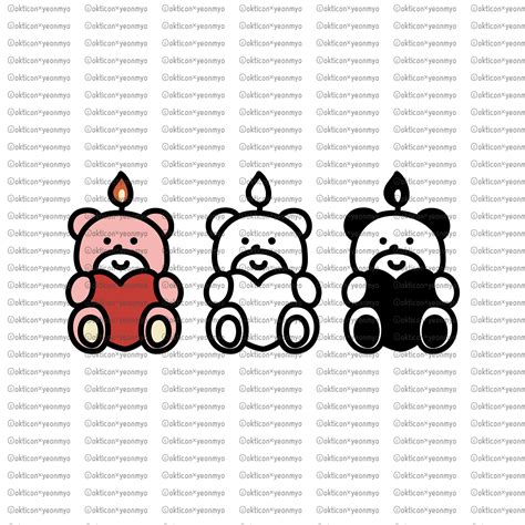 오케이티콘 생일 하트 곰돌이 아이콘 개별 컬러라인블랙