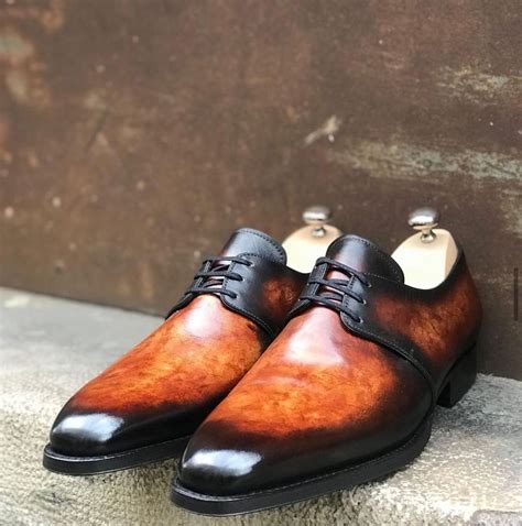 Handmade Genuine Leather Patina Oxford Shoes For Mens Etsy