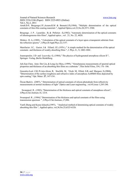 11the Optical Constants Of Highly Absorbing Films Using The Spectral Reflectance Measured By