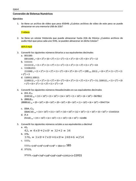 Conversión De Sistemas Numéricos Pdf