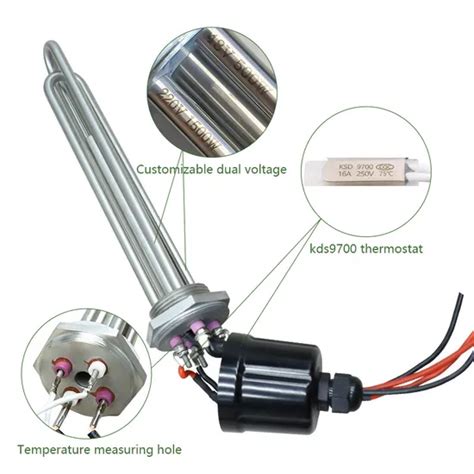 12v 24v Dc 1000w 500w Tubular Immersion Water Heater Element Dc 48v For