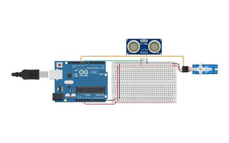 Circuit Design Sensor De Proximidad Y Servomotor Tinkercad