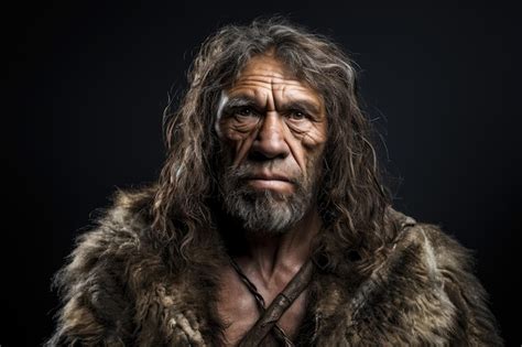 Portrait Dun Homme Primitif De Grotte Néandertalien Histoire De L