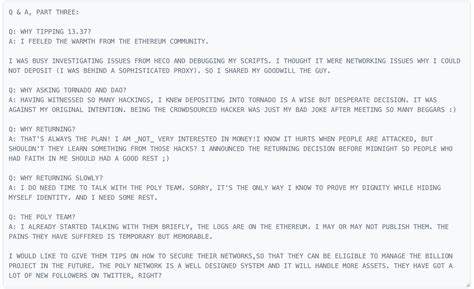 Poly Network Attacker Returning Funds After Pulling Off Biggest Defi