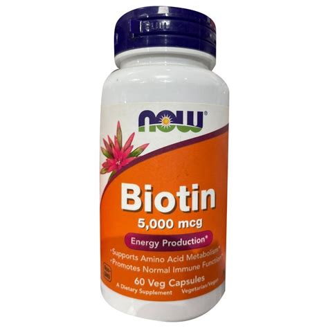 5000Mcg Now Biotin Energy Capsules, For Dietary Supplement, Packaging ...