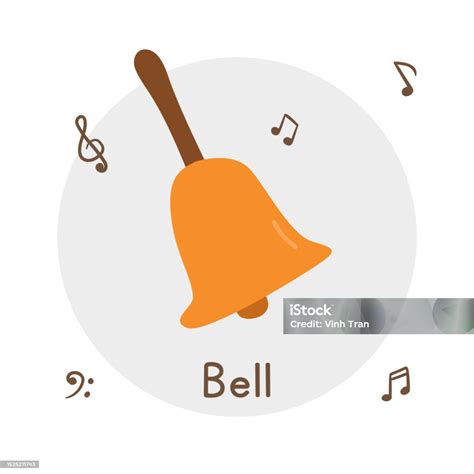 핸들 벨 클립 아트 만화 스타일 나무 손잡이 타악기 플랫 벡터 일러스트레이션이 있는 심플하고 귀여운 핸들 벨 타악기 종소리 손으로 그린 낙서 핸들 벨 벡터 낙서 드로잉에