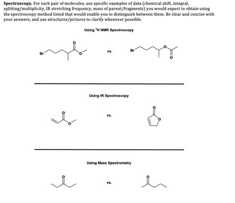 Solved Spectroscopy For Each Pair Of Molecules Use