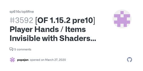 Of Pre Player Hands Items Invisible With Shaders On