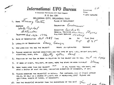 Jimmy Carter Ufo Incident The Ufo Database