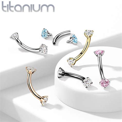 Implant Grade Titanium Gold Pvd Curved Barbell Internally Threaded