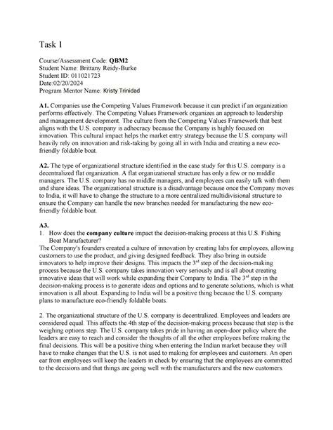 C NNM D QBM Task Template Task Course Assessment Code QBM Babe Name Brittany