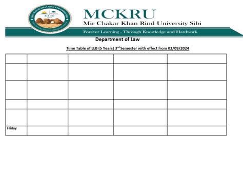 3rd Semester Time Table Pdf