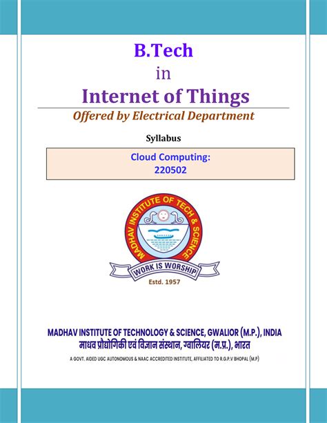 Cloud Computing Syllabus 220502 1 B In Internet Of Things Offered