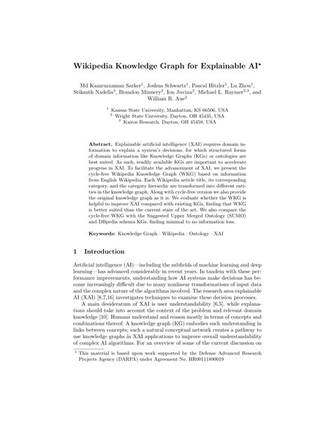 Pdf Wikipedia Knowledge Graph For Explainable Ai
