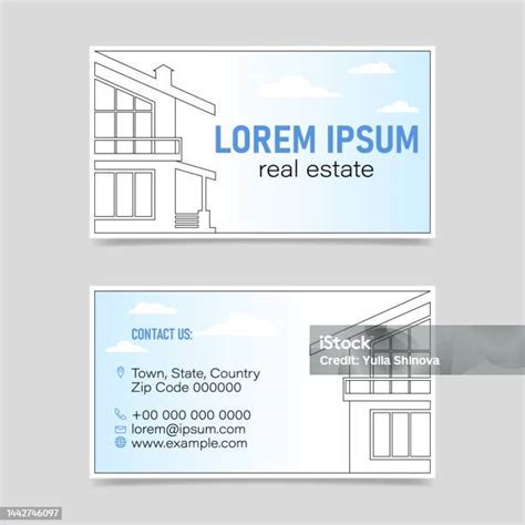 밝은 배경에 부동산 중개업자를 위한 집 개요가 있는 명함 템플릿 개념에 대한 스톡 벡터 아트 및 기타 이미지 개념 건설 산업 건축 Istock