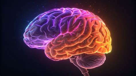 Side View Glowing Brain Neural Pathways Cognitive Process Stock Illustration Illustration Of