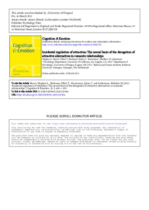 Pdf Incidental Regulation Of Attraction The Neural Basis Of The Derogation Of Attractive