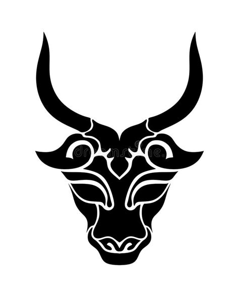 Logotipo Da Cabeça De Touro Tribal Do Stencil Ilustração Do Vetor