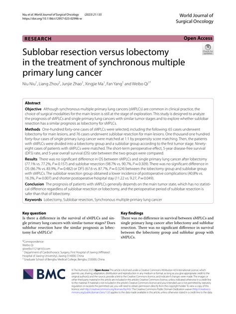 Pdf Sublobar Resection Versus Lobectomy In The Treatment Of