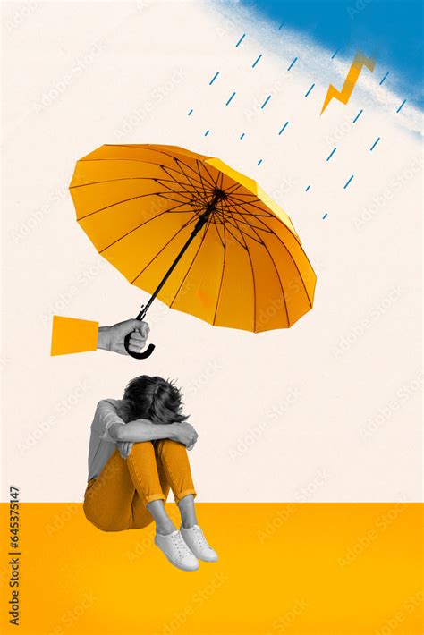 Vertical Creative Composite Photo Collage Of Arm Hold Parasol Cover