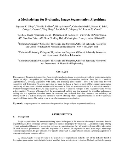 PDF Methodology For Evaluating Image Segmentation Algorithms