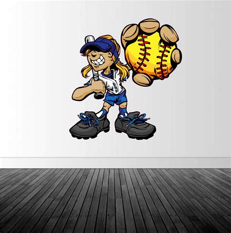 Softball Wall Decal Girls Softball Decal Vinyl Wall Art Etsy