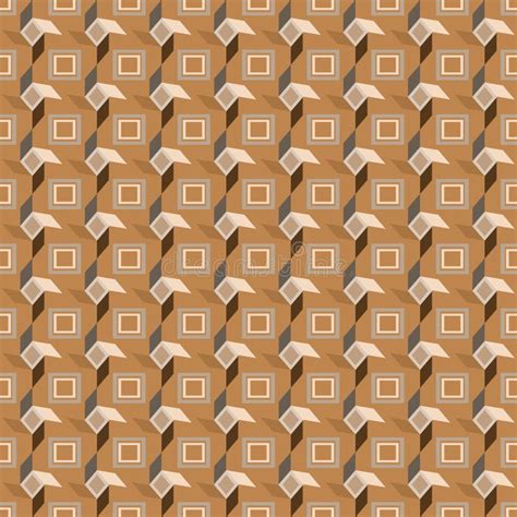 Vintage Geometric Seamless Pattern With 3d Cube Effect Stock
