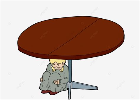 Scared Girl Under Table Sitting Caucasian Worried European Terrified