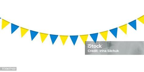 파란색과 노란색 깃발 화환 삼각형 페넌트 체인 파티 페넌트 창문 또는 벽 장식 장식 장식을위한 축하 깃발 0명에 대한 스톡 벡터 아트 및 기타 이미지 Istock