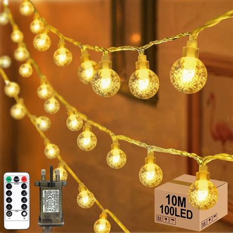 Xurisen Globe Fairy Lights Plug In 33ft 100 Led String Lights With Remote Waterproof For