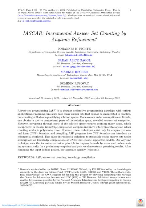Pdf Iascar Incremental Answer Set Counting By Anytime Refinement