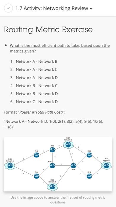 Solved 1 7 Activity Networking Review V Routing Metric