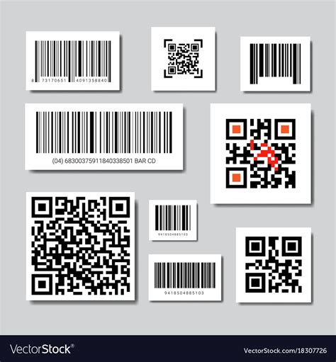 Set Of Bar And Qr Codes For Scanning Icons Vector Image