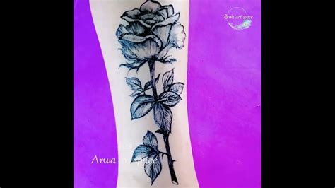 Henna Rose Tutorial طريقة رسم ورد الجوري بالحناء الأسود Youtube